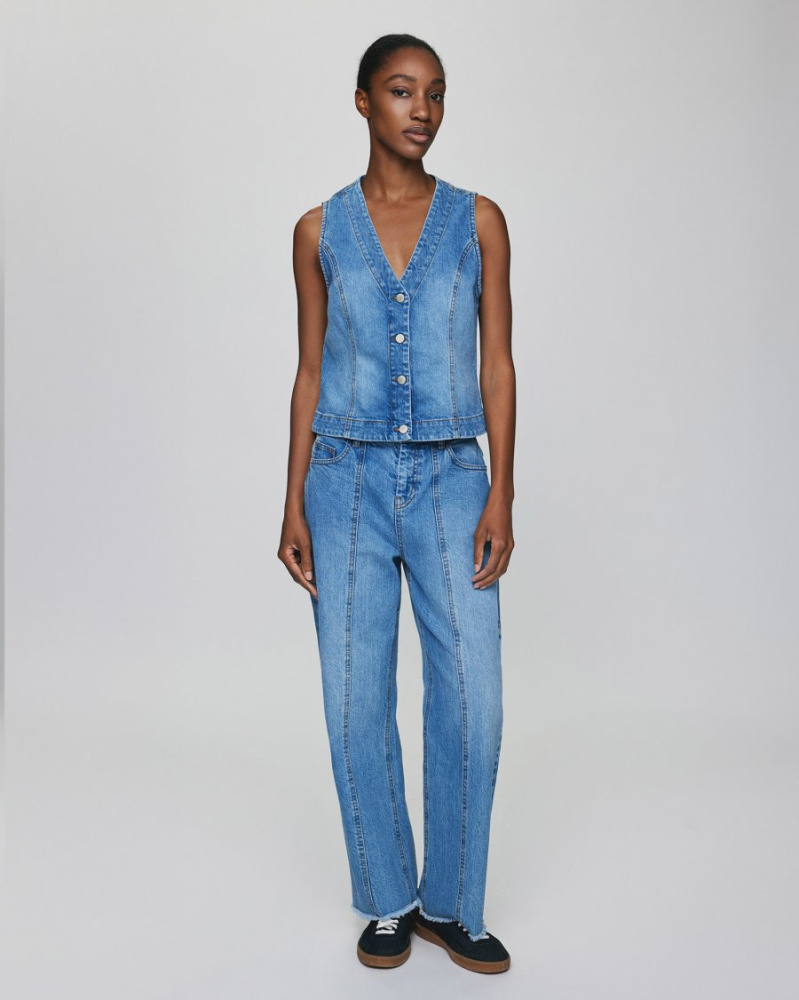 MSCHEli Ada HW Straight Ankle Jeans Mid Blue Wash MSCH Copenhagen - COZMO